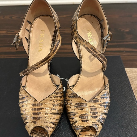 Prada | Shoes | Prada Tejus Profili Snakeskin Heels 4 Eu 38 Box Dust ...